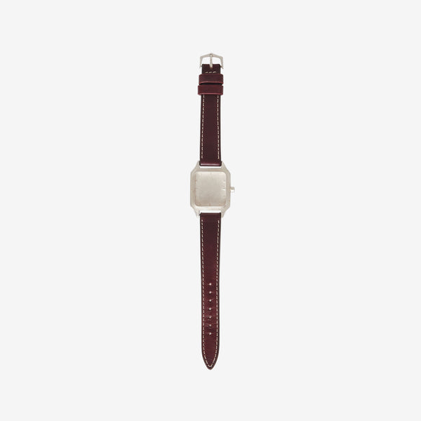 No Time Watch Sterling Silver | Burgundy Strap – Above The Clouds