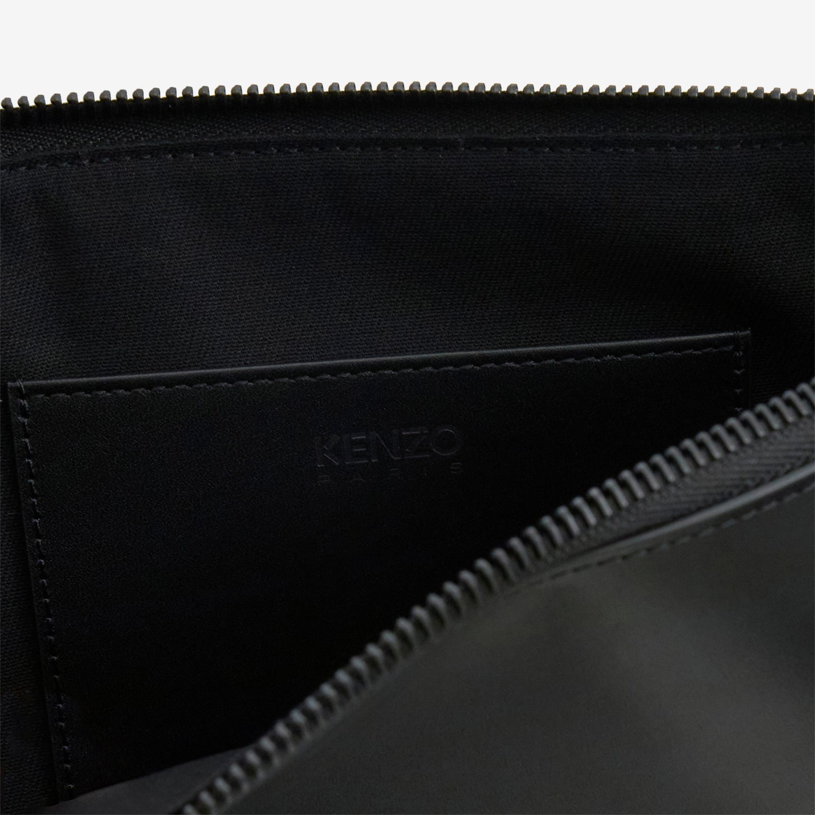 KENZO STAMP Large Leather Clutch Black Above The Clouds