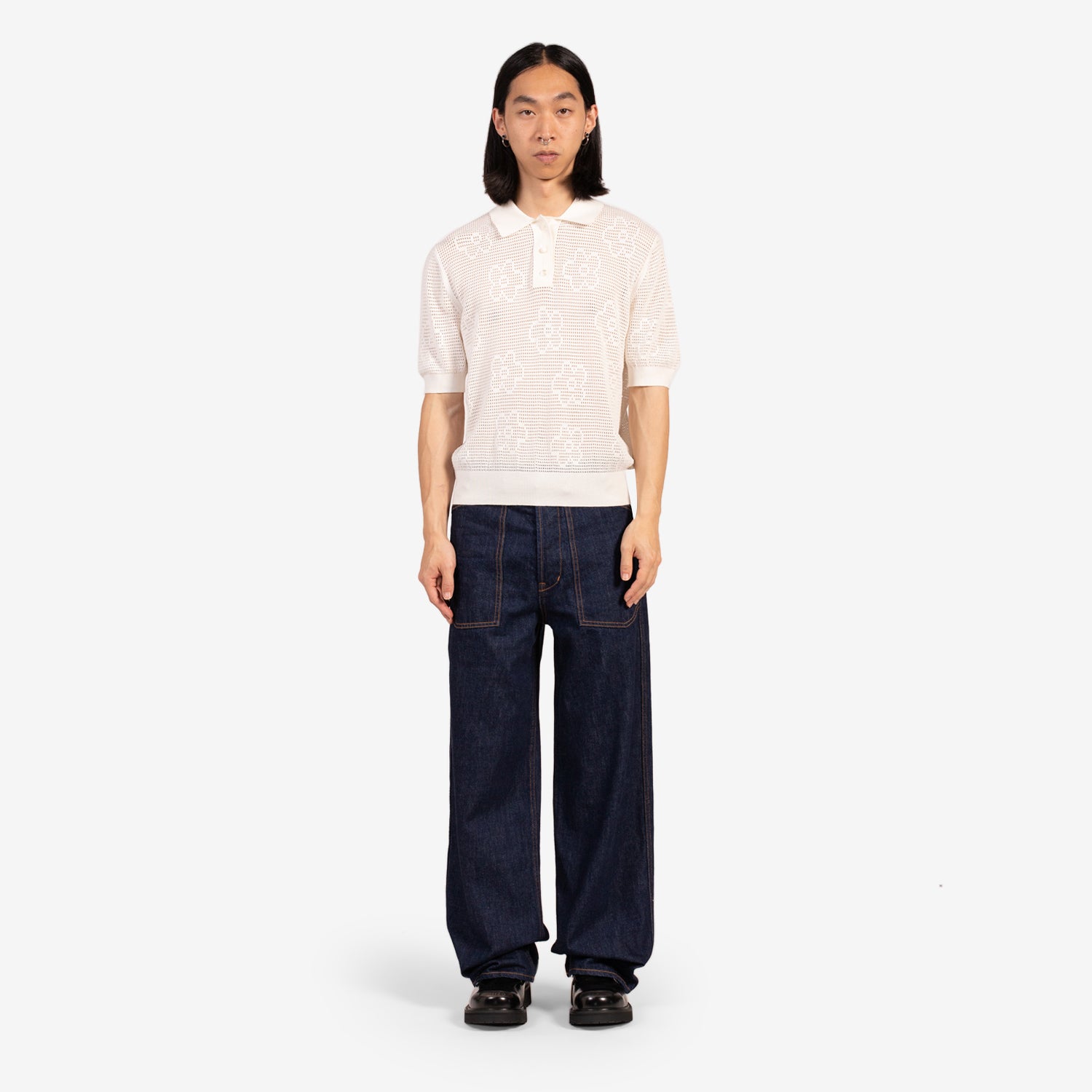 Unisex Mesh Knit Polo White – Above The Clouds