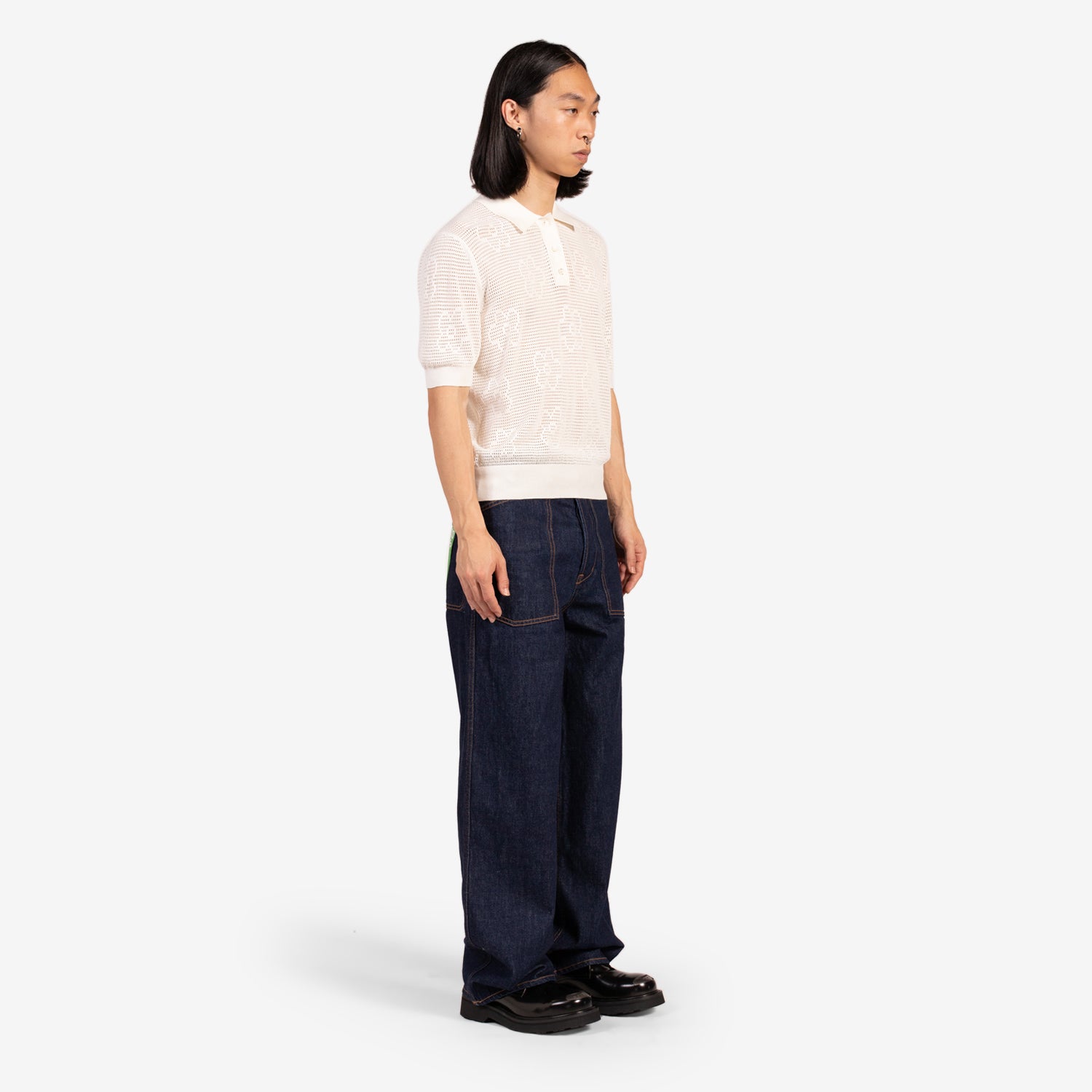 Unisex Mesh Knit Polo White – Above The Clouds