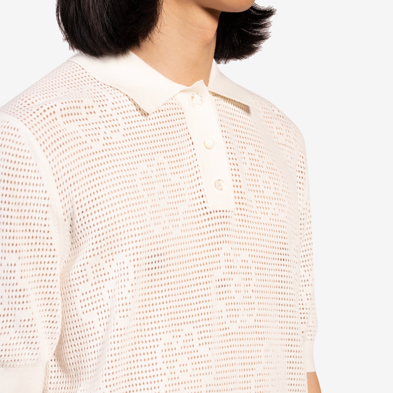 Unisex Mesh Knit Polo White – Above The Clouds