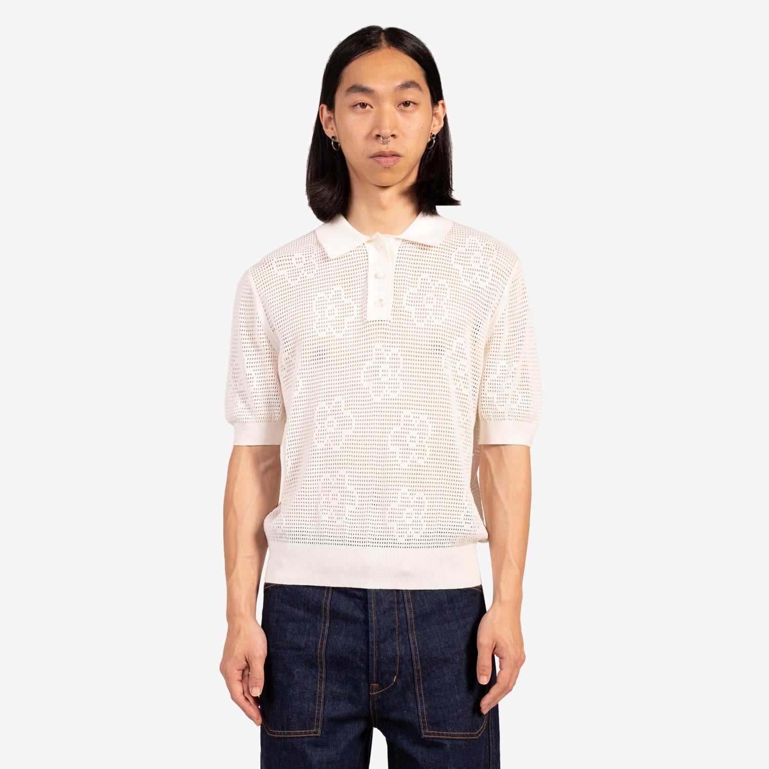 Unisex Mesh Knit Polo White – Above The Clouds